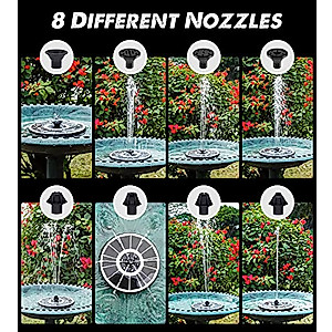 Yzert 3.5W Solar Fountain with Light Full Glass Panel, Solar Bird Bath Fountains with 8 Nozzles & 4 Fixed Rods, Floating Solar Water Fountain for Garden,Pond, Pool, Outdoor(White)