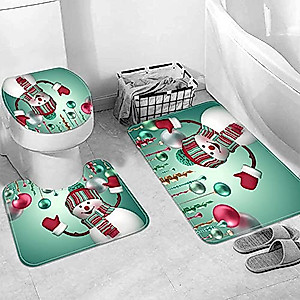 Christmas Bath Sets Shower Curtain and 3Pcs Bathroom Rugs and Mats Sets Buffalo Plaid Christmas Tree Shower Curtain Bathroom Decor Set Farmhouse