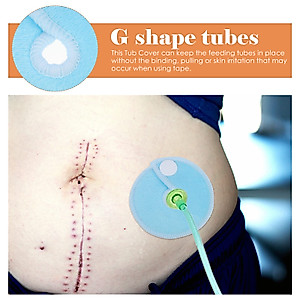 GLEAVI 28pcs G Tube Pad Holder Feeding Tube Button Covers Reusable Nursing Pads Soft Absorbent Breast Pads for Kids Breastfeeding Supports Nursing Care Sky-Blue