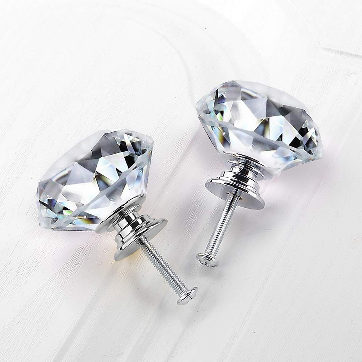 NORTHERN BROTHERS Cabinet Knobs - Crystal Dresser Knobs for Cabinets and Drawers 30mm- Diamond Glass Pulls Handles 10 Pack Silver