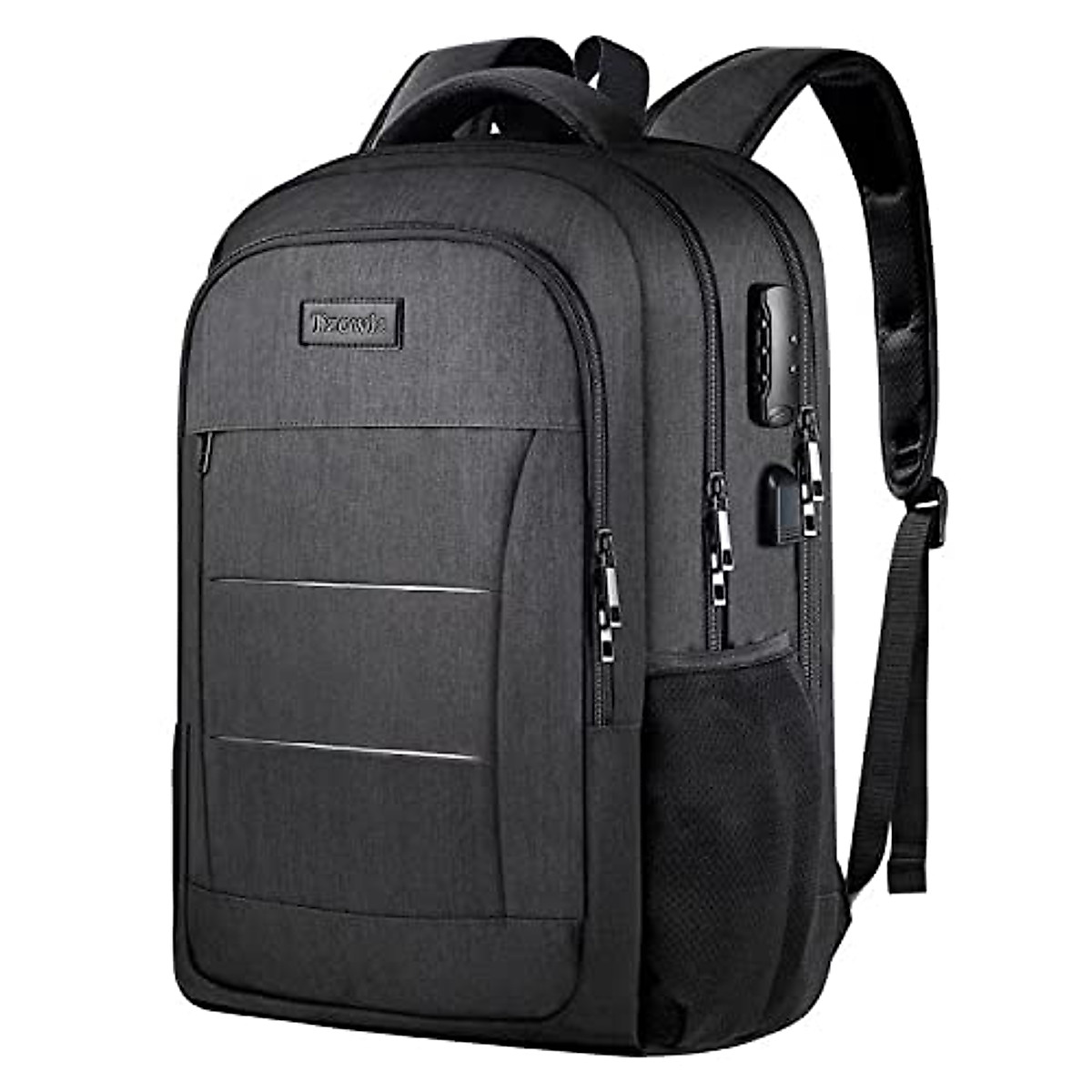 Tzowla Travel Laptop Backpack,Durable Water Resistant Anti-Theft 50L Extra Large 17.3 Inch with USB Charging Port and Lock Fit Computer Business Bookbag for Women Men Gift-Black