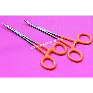 German Stainless 6.25" Pean Locking Hemostat Forceps (Straight + Curved) Cynamed Brand …