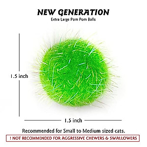 Rimobul 20PCS 1.5INCH New Generation Extra Large Cat's Favorite Chase Glitter Ball Toy Sparkle Pom Pom Balls