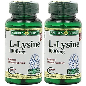 Nature's Bounty L-Lysine, 1000mg, 120 Tablets (2 x 60 Count Bottles)