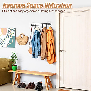 JaGely 8 Pcs Kitchen Utensil Hanger Rack Adhesive Wall Hooks Rack with 6 Hooks Space Saving Wall Mounted Without Drilling Hanger for Kitchen Bathroom Bedroom(Black)