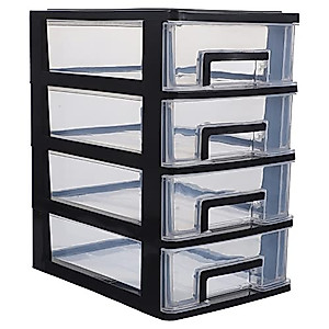 FOMIYES Storage Drawers 4 Layer Drawer Storage Tower Clear Drawers Closet Storage Box Storage Shelf Storage Rack for Office Bedroom Living Room Desk Organizer