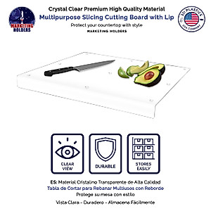 Clear Acrylic Cutting Board 16" x 15" Countertop Charcuterie Chopping Block with Lip and Several Rubber Bumpers by Marketing Holders
