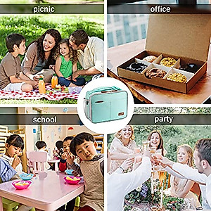 Lunch Bag with Adjustable Straps Bento Box Tote Shoulder Bag Food Grade Aluminum Foil Lining Keeps Bentos Warm and Drinks Cold,  Suitable for Office Workplace, Travel, Picnic, Beach