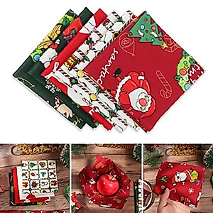 6PCS 50cm x 50cm Christmas Cotton Fabric Bundles Sewing Patchwork Squares Precut Fabric Scraps Suitable for DIY Sewing Quilting Christmas Gifts and Various Handicrafts