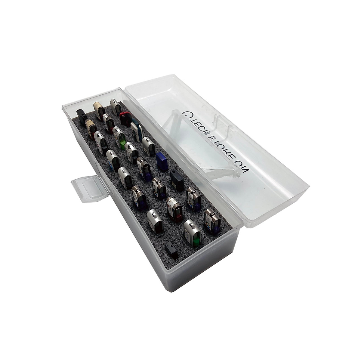 TECH STORE ON Flash USB Thumb Drive Holder Storage Organizer Case | Antistatic and Shockproof (plastic, medium, holds 24 USB slots)