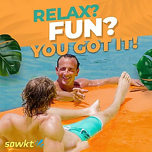 SOWKT 18 x 6 Feet Lily Pad Extra Large Floating Mat for Lake and Boating - Giant Floating Water Pad (Orange/Black/Green)