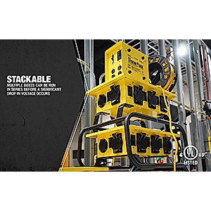 Southwire 019703R02 6506UGSX 50A Temp PWR X-TREME Box 6-Straight Blade SLED Base, 1 Pack, Yellow