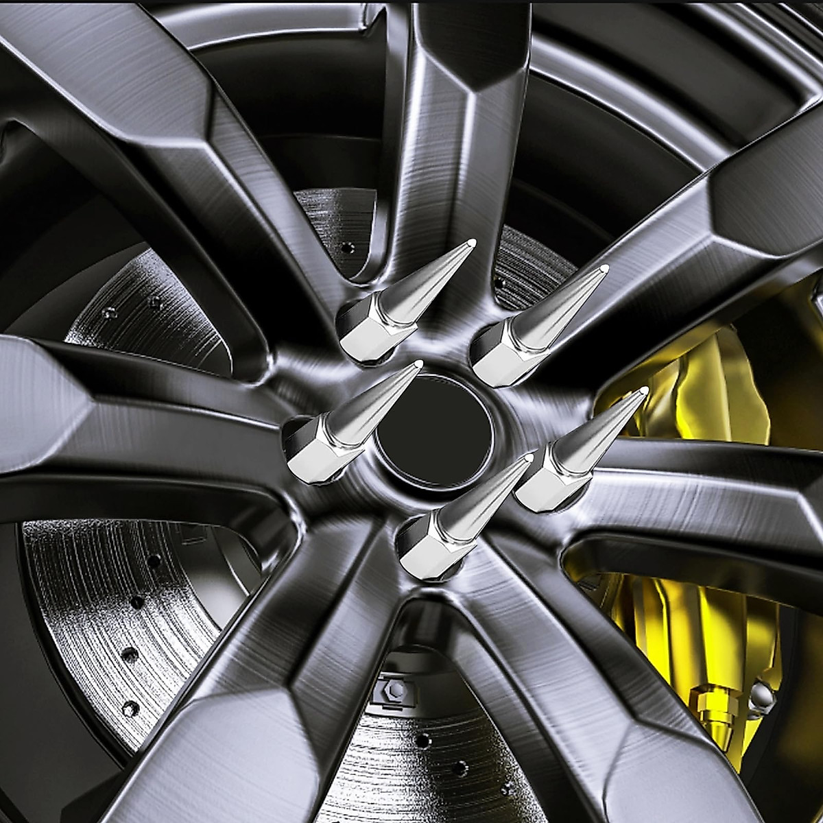 24PCS 14x2 Chrome Cone/Conical Bulge Seat Wheel Spike Lug Nuts with 1 Socket Key Compatible with Ford 2000-2018 Ford Expedition 99-14 F-150 09-14 Lobo/Lincoln 05-08 Mark LT 2000-2014 Navigator