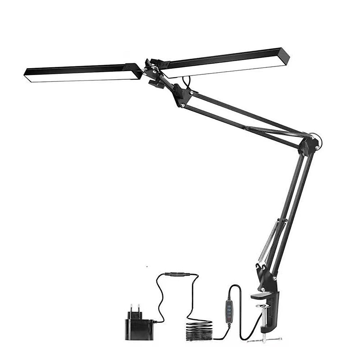 Office Home LED Desk Lamp - Eye Care Architect Task Light 25 Lighting Modes Adjustable Flexible Gooseneck Clip Lamp for Bench Drawing Reading Study (Black)