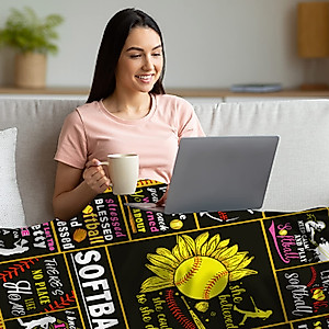 Wotail Softball Gifts for Girls, Softball Gifts, Softball Stuff, Softball Blanket, Softball Coach Gifts, Birthday Gift Idea Blanket, Softball Gifts 60"x 50"