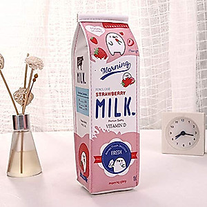 8 Colors,Large Capacity Cute Milk Carton Pencil Cases Box Cosmetic Bag with Zipper by Warmword (Pink)