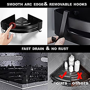 PALFIK Shower Caddy Corner Shower Shelf 3 Packs Black Shower Caddy Bathroom Hanging Shower Caddy Basket 4 Hooks Shower Organizer Storage Rustproof Shower Shampoo Holder