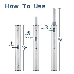 Cleaner Kit for Airpods, Bluetooth Airpods Pro Earbuds Cleaning Kit Pen with Soft Brush Flocking Sponge, Compact Portable Multifunctional Earbuds Cleaning Tool for Airpods, Cellphones, Camera (White)