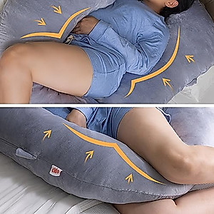 EKLO Pregnancy Pillows, U-Shape Full Body Pillow - Jumbo Size Grey - Pregnancy Pillows for Sleeping - Body Pillows for Adults, Maternity Pillow and Pregnancy Must Haves