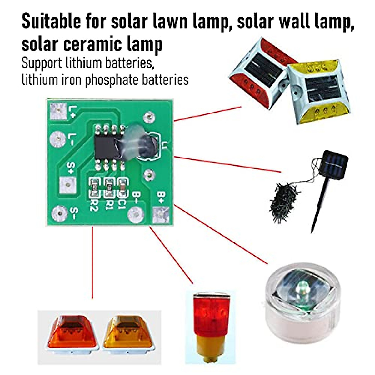 5pcs Solar Lamp String Controller Module, 9012 1.2V Solar Controller Board Lithium Battery Charging Controller Circuit Board, Electronic Components