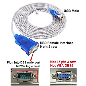 DTech 6 Feet USB to RS232 DB9 Female Serial Adapter Cable Windows 11 10 8 7 Mac Linux Serial to USB 2.0 with Prolific PL2303 Chip