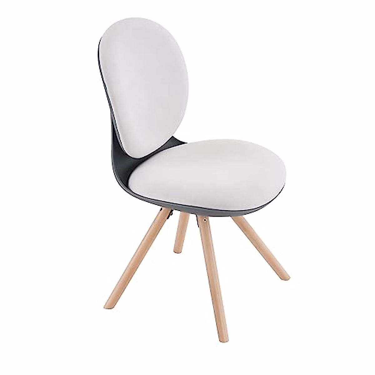 LOVSPATIO Modern Dining Chairs Set of 2, Velvet Shell Upholstered Vanity Chairs with Round seat & Wood Legs for Dining Room, Kitchen, Living Room (White)