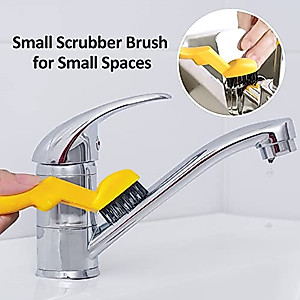 WENSTIER 4 PCS Cleaning Brush for Household Use, Scrub Brushes for Cleaning Kitchen Sink Corner, Small Scrub Brush with Handle
