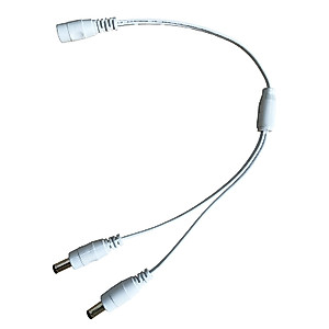 Litever Power Splitter, 2 Way, White, 1 DC5521 Female Jack to 2 DC5521 Male Plugs, 5.5mm x 2.1mm, 1:2, Y Adaptor Copper Cable, for CCTV Camera & LED Strip Lighting Power Supply Connector