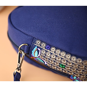 Canvas Crossbody Bag Cell phone Pouch Coin Purse for Women OR Girls Embroidery (HX15-Blue+Purple)