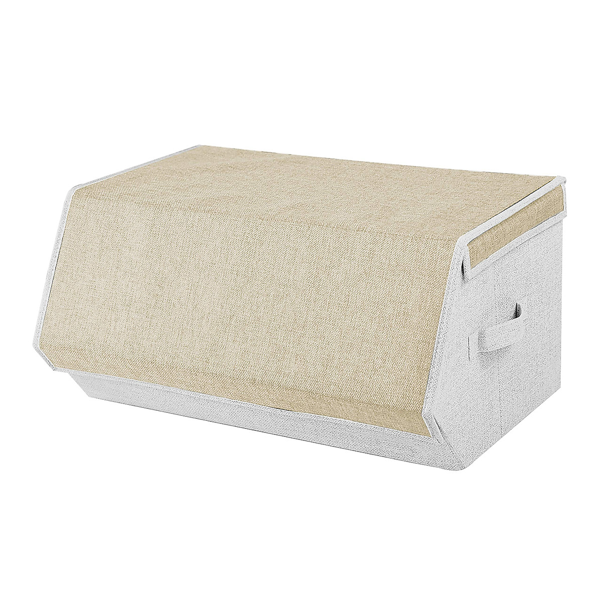 Anika 66819 Stackable Storage Box with Magnetic Secured Lid-25x35x50cm-Cream, Canvas, Cream, Large