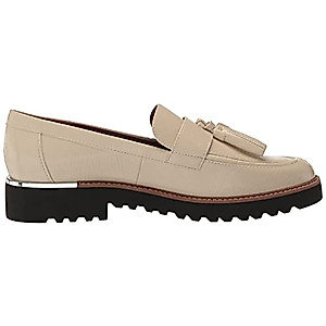 Franco Sarto Womens Carolynn Lug Sole Loafer with Tassel Detail, Putty White Patent, 9.5