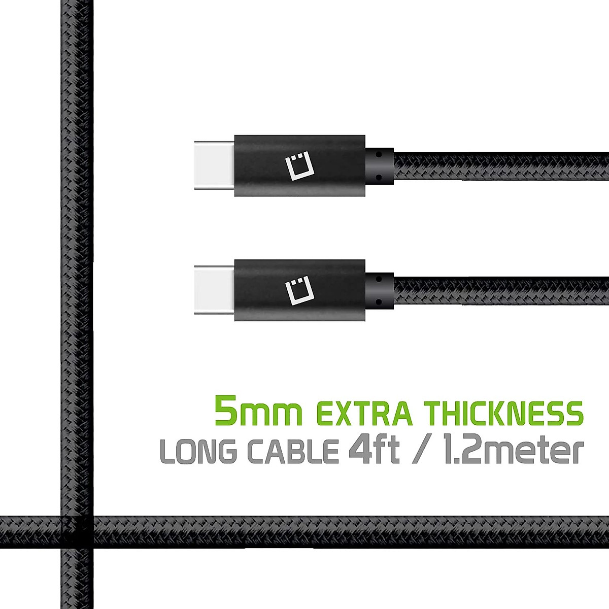 Dual USB-C/PD 60W Fast Charging Cord Compatible with Realme Blade V20 Plus 5Gbps Data Transfer for Power Delivery Hi Capacity Charging (Black)