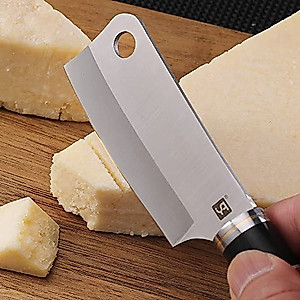 YQ Premium Cheese Knife for Charcuterie Boards,Multipurpose Cheese Cutter Cheese Cleaver,Hard Cheese Cutting Knife,3.2" Colorful Wooden Handle,Gift Box