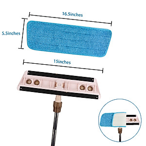 6pcs Microfiber Spray Mop Replacement Heads for Wet/Dry Mops Flat Replacement Heads for Floor Cleaning and Scrubbing Microfiber Pros Reusable Mop Pads Compatible with Bona Floor Care System 2