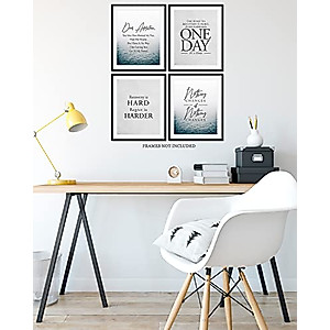 Addiction Recovery Wall Decor - Set of 4 Sobriety Inspirational Wall Art Designs - Sober Encouragement Room Decor - Gifts for women and men - 11x14 unframed print