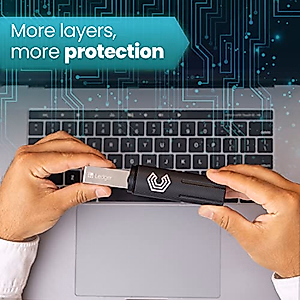 CryptoPod Ledger Nano Case - Fits Nano S/X/S Plus & Yubikey USB - Aluminum Alloy, Fire Resistant & Waterproof - Protective Cold Wallet Storage for Cryptocurrency Device Storage (Black)