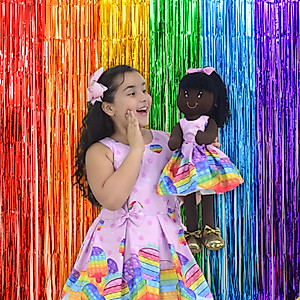 LOLStar Rainbow Foil Fringe Curtains, 2 Pack Rainbow Party Decorations 3.3x6.6ft Tinsel Metallic Streamers Holiday Photo Booth Props Backdrop for Birthday Wedding Engagement Bridal Shower Unicorn