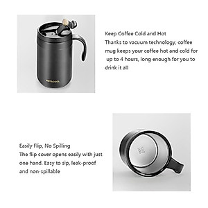Vacuum Insulated Tumbler - Travel Coffee Mug Leak-Proof Lid | Coffee Mug | Heat Resistant 304 Stainless Steel | 2-Layer Non-Slip Base Drinkware for 12+ Hours Cold & 6+ Hours Hot Beverage Retention
