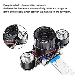 for Raspberry Pi Camera Module 4 B 5MP 1080p OV5647 Automatically Switching Between Day-Vision and Night-Vision Webcam Lens 72 Degree FoV for Raspberry Pi Model A/B/B+, Pi 2 and Raspberry Pi 3,3 b+