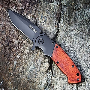 TACTIMAN Pocket Knife Gifts for Men Husband Boyfriend Folding Knife Stainless Steel Blade Wood Handle Birthday Gifts Unique Gifts for Men Stocking Stuffers for Men Knife Gifts for Men