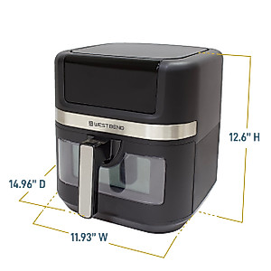 West Bend Air Fryer 7-Quart Capacity with Digital Controls View Window and 13 Cooking Presets, Nonstick Frying Basket, 1700-Watts, Black
