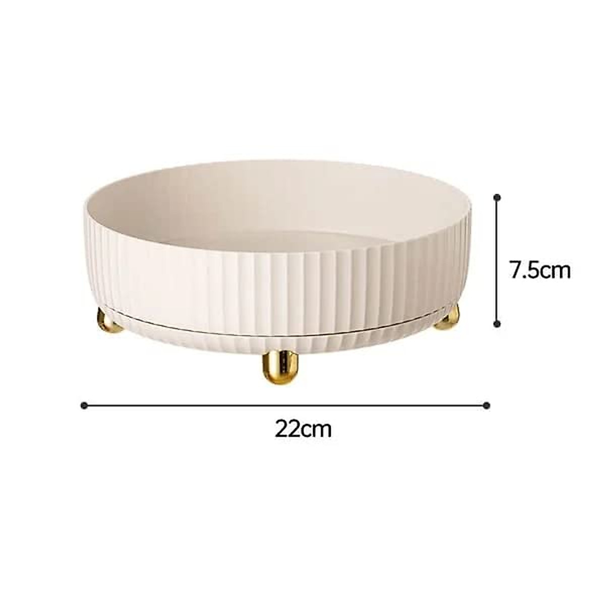 Rotating Storage Rack, Round Plastic Rotating Turntable Organization & Storage Container Bins with Drainage Layer, Lazy Susan for Cabinet, Fridge, Kitchen, Vanity, Snacks (Diameter 8.66in, White)