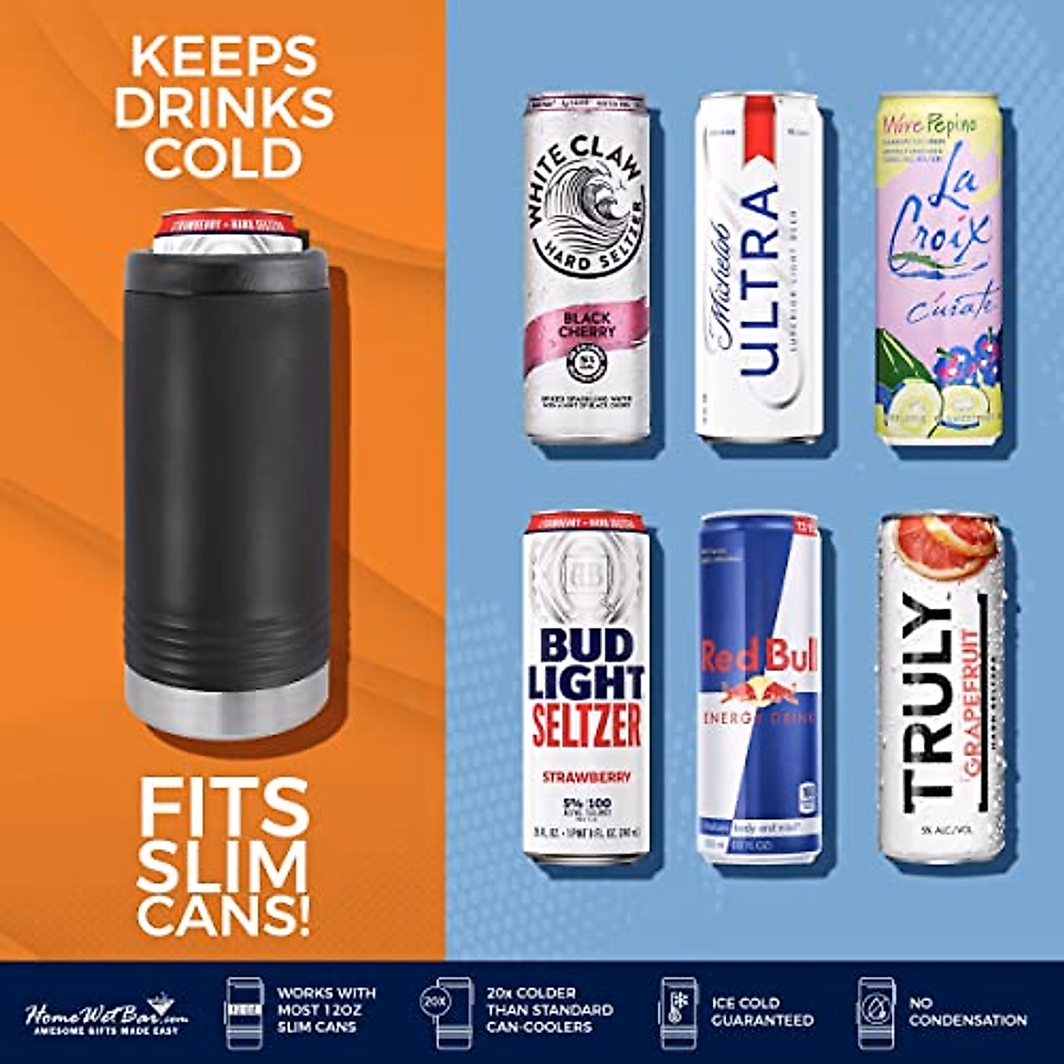 HomeWetBar Classic Groomsman Personalized Black Seltzer Can Cooler (Custom Product)