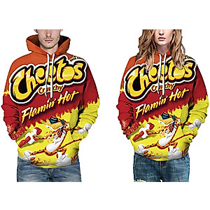 Chaos World Men's Novelty Hoodie Realistic 3D Print Pullover Unisex Casual Sweatshirt(3XL,Leopard Yellow)