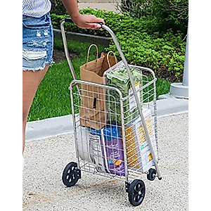 Faucet Queens 4 N Shop Cart Pop On Wheels for Quick Assembly, Silver