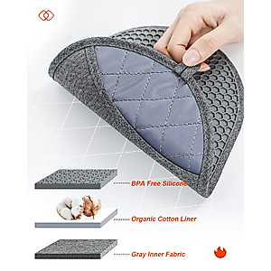 Pot Holders for Kitchen Heat Resistant, Silicone Pot Holders Set of 2 Hot Pads Pot Holders with Pocket Machine Washable for Cooking Baking, 9.8"x7.6"