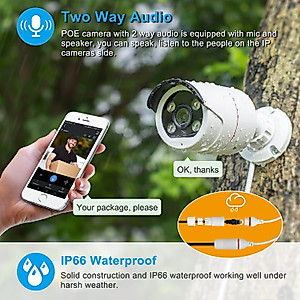 YESKAMO 5MP PoE Security Camera System, 4pcs Wired Outdoor Cameras with 12'' IPS Monitor, 8CH NVR with 2TB HDD for 24-7 Recording, Floodlight 2 Way Audio Spotlight, AI Human Detection