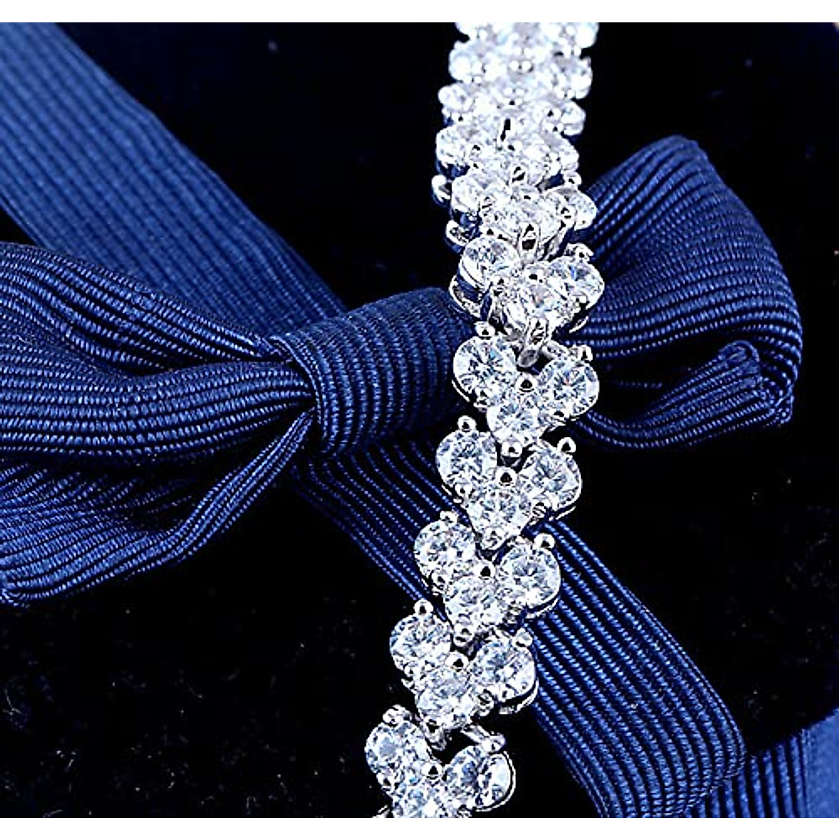 QLKILYR Silver Bracelets for Women, Classic Bling Cubic Zirconia Tennis Bracelet for Female Jewelry-6.5 Inch