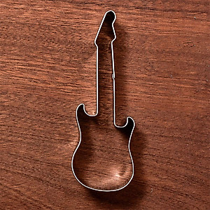 LILIAO Small Electric Guitar Cookie Cutter Music Rock and Roll Biscuit Fondant Cutter - 1.6 x 4.6 inches - Stainless Steel