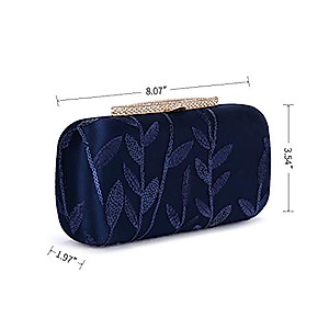 Mulian LilY M034 Evening Clutch Purses Lace Satin Beaded Sequin Prom Party Clutch Bag For Women Navy